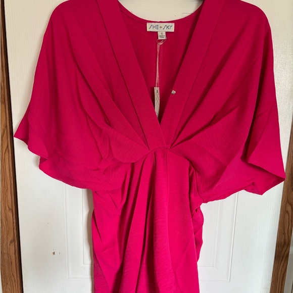 She + Sky | Dresses | Hot Pink Kimono Mini Dress | Poshmark